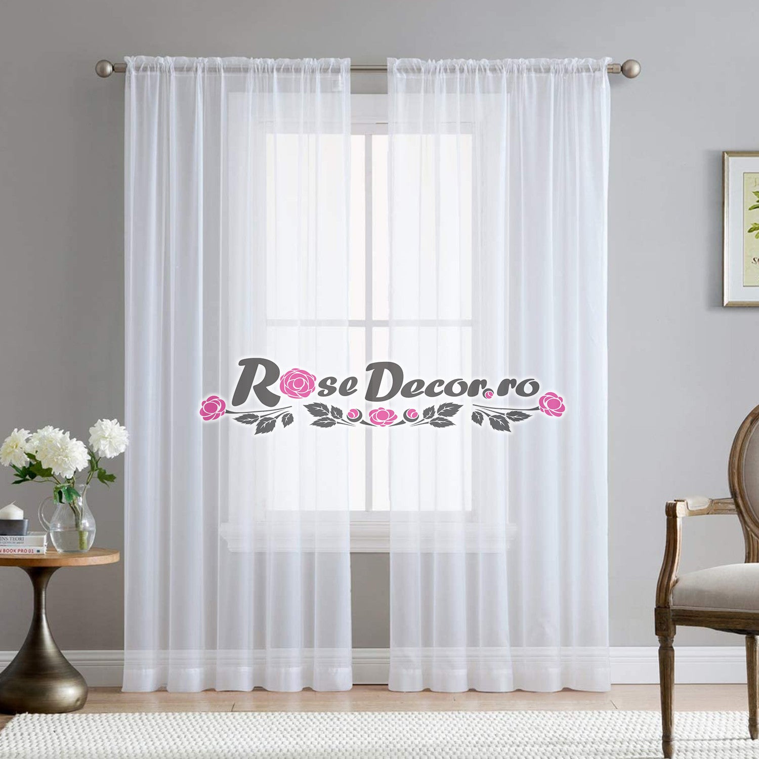 Perdea Voal Alb Simplu – Rose Decor